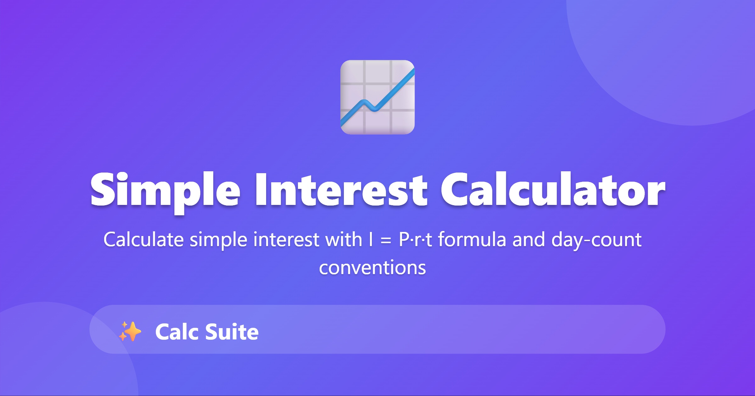 Simple Interest Calculator — I = P·r·t (Instant, Between Dates, Day-Count)